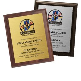 6" x 8" Black or Cherry Finish Color Plaque