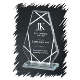 Glass Contour Tower with Silver Mirror Details