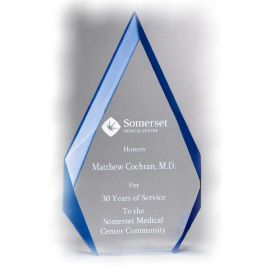 Clear Acrylic Arrow with Blue Accented Bevels