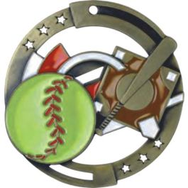 Softball Enamel Filled Medal